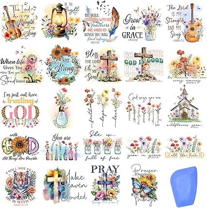 Amazon.com: ZMRU 24 Sheets Vintage Christian Rub On Transfers for ...