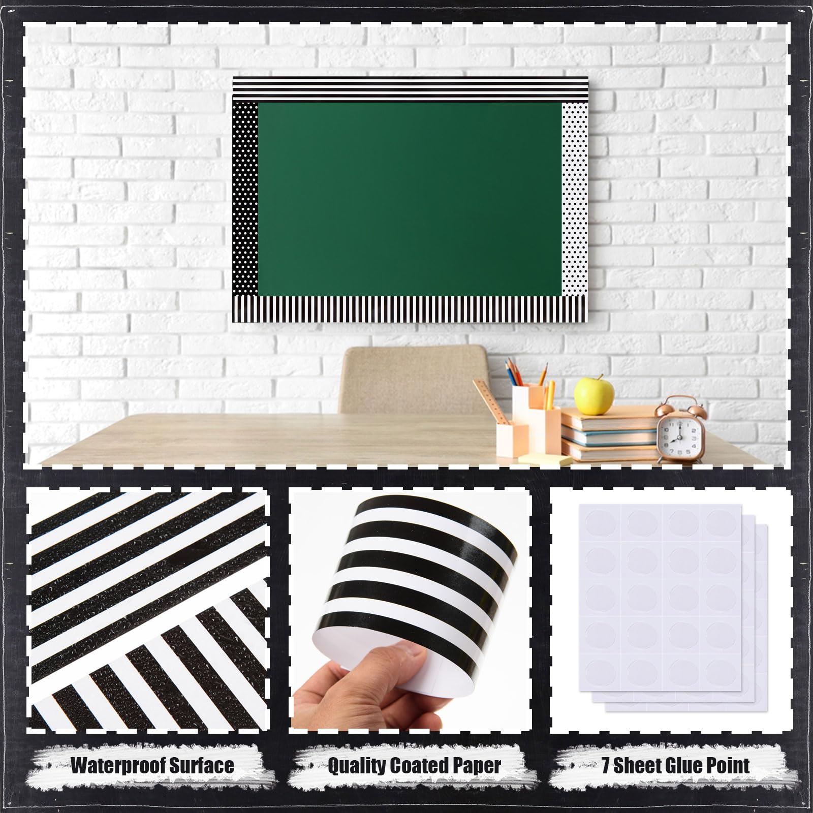 Snapklik.com : AWIZOM 72 Feet Black And White Bulletin Board Borders ...