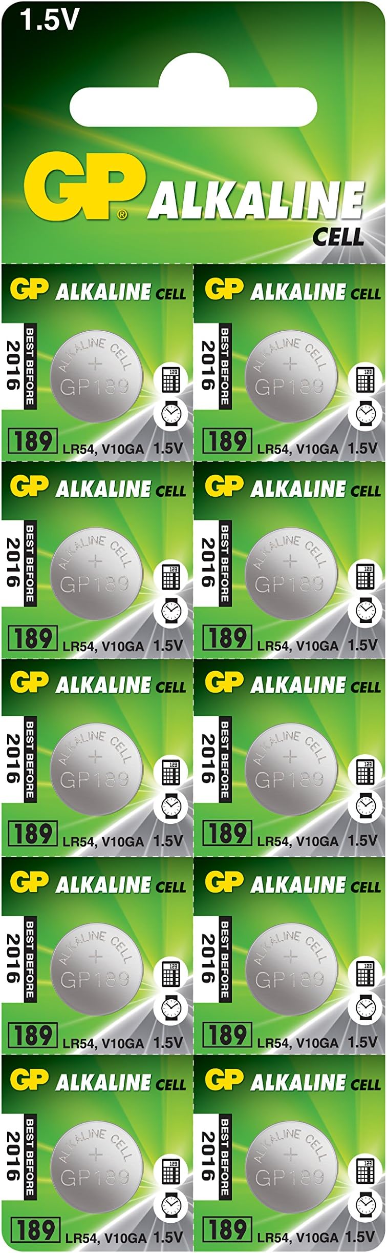 BUTTON CELL, ALK 189 1.5V PK10 BPSCA GP189-C10 - BT00273 By GP ...