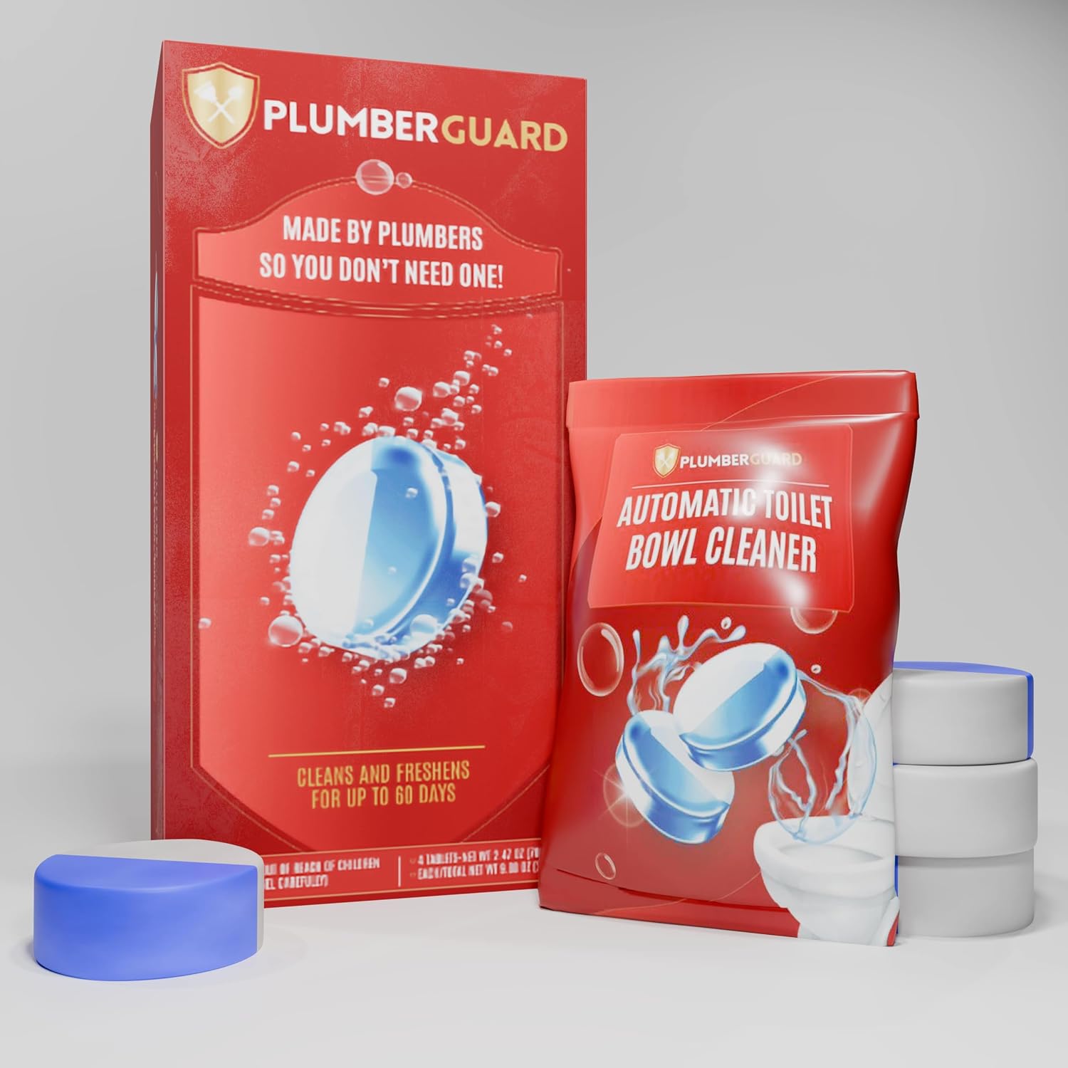Amazon.com: PLUMBERGUARD Toilet Tablets 4 Pack | Bleach & Chlorine Free ...