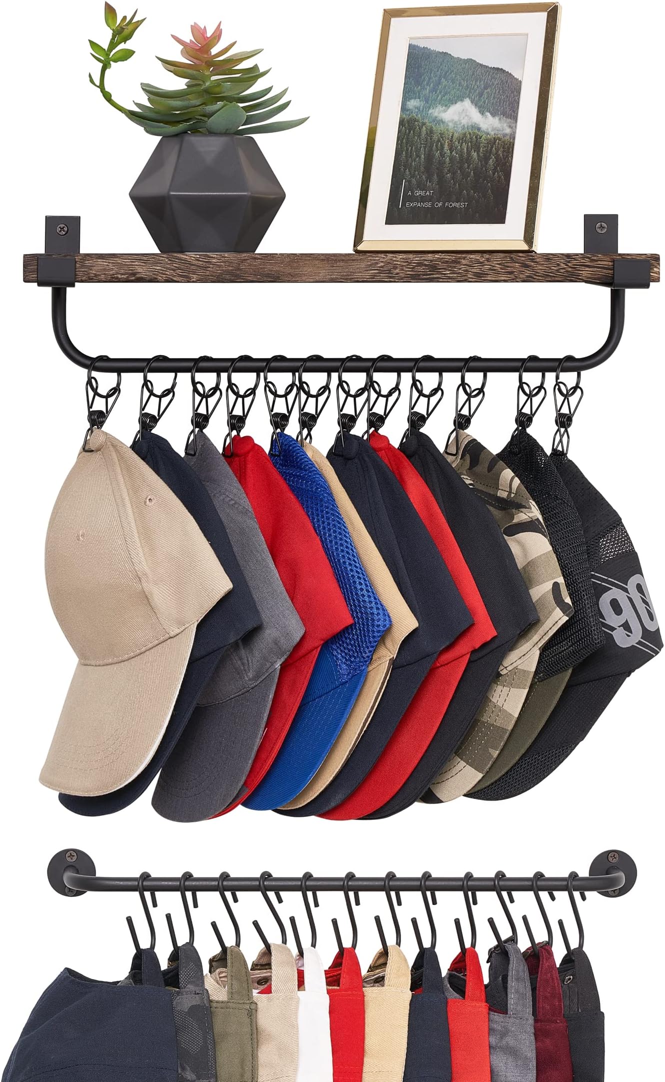 Amazon.com: Mkono Hat Rack for Wall with Shelf 24 Baseball Caps ...