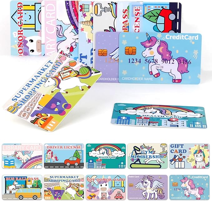 Amazon.com: Fake Credit Cards for Kids - 10pcs Unicorn Play Credit ...
