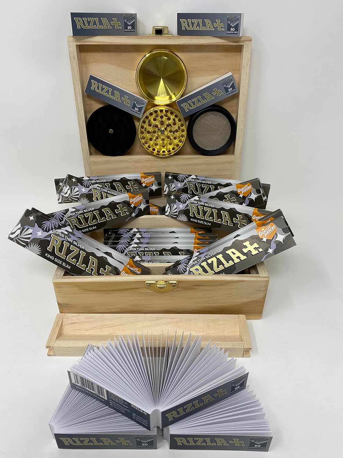 Rizla King Size Camouflage Paper Gift Set In Rizla Rolling Box (Silver ...