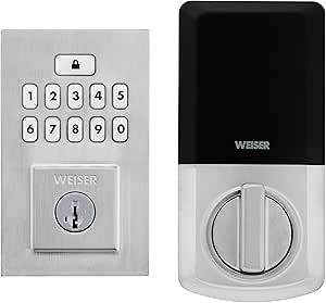 Weiser SmartCode Satin Chrome Keyless Entry Door Lock, 50 Codes.