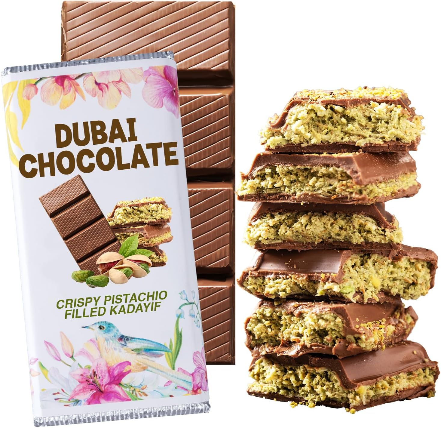 Viral Dubai Chocolate Kunafa Pistachio Bar - Daily Fresh Shipment, Ideal Gift for All Occasions ...