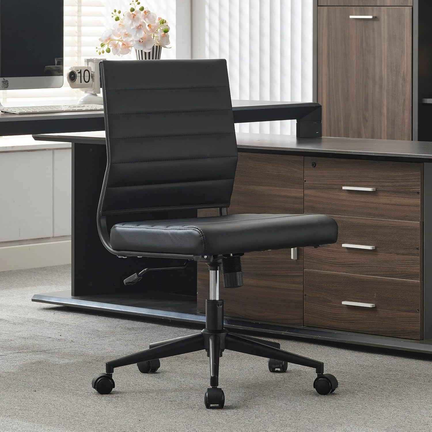 Amazon.com: Okeysen Office Desk Chair No Arms, Mid Back Ergonomic ...