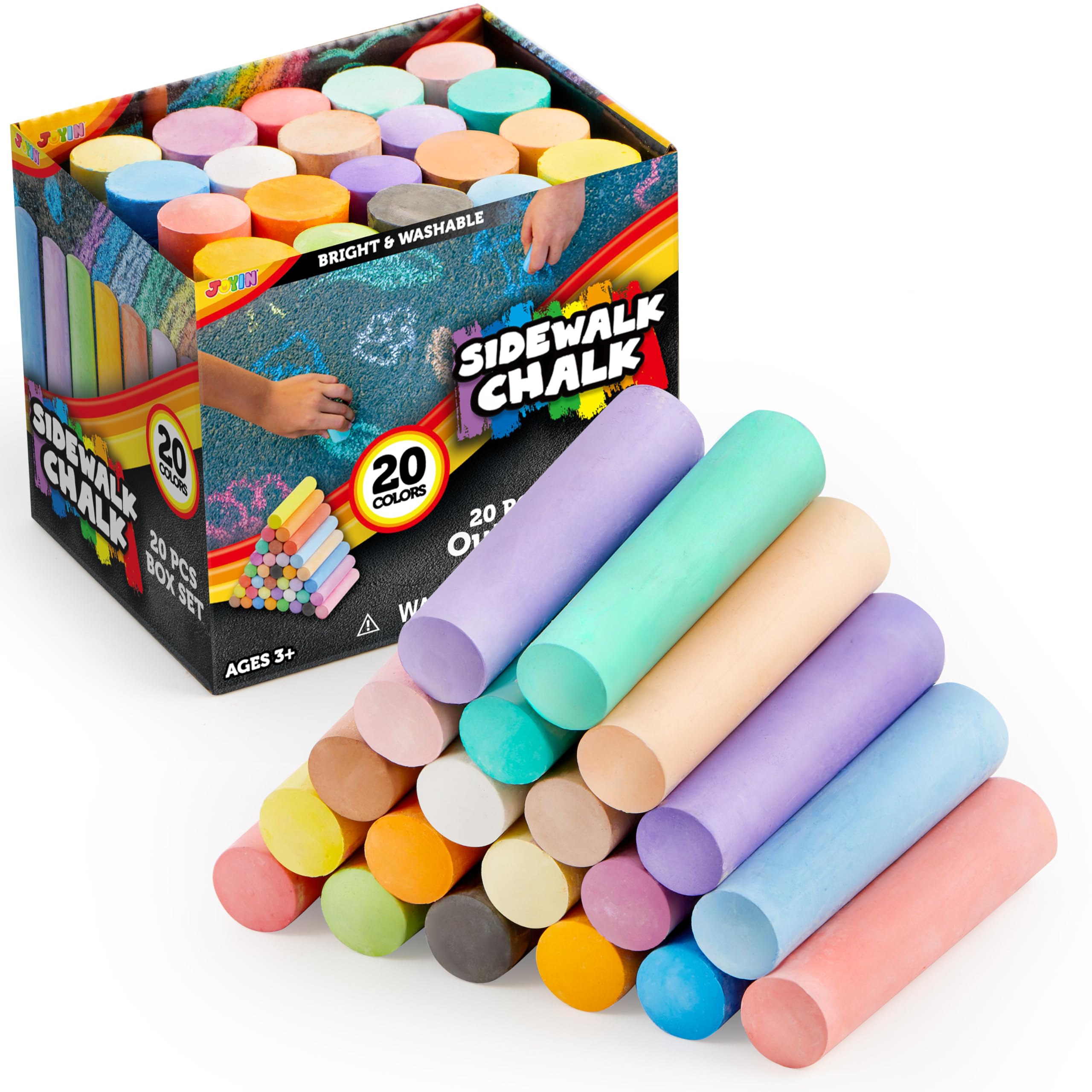 Snapklik.com : 20 PCS Washable Sidewalk Chalks Set In 20 Colors, Non ...