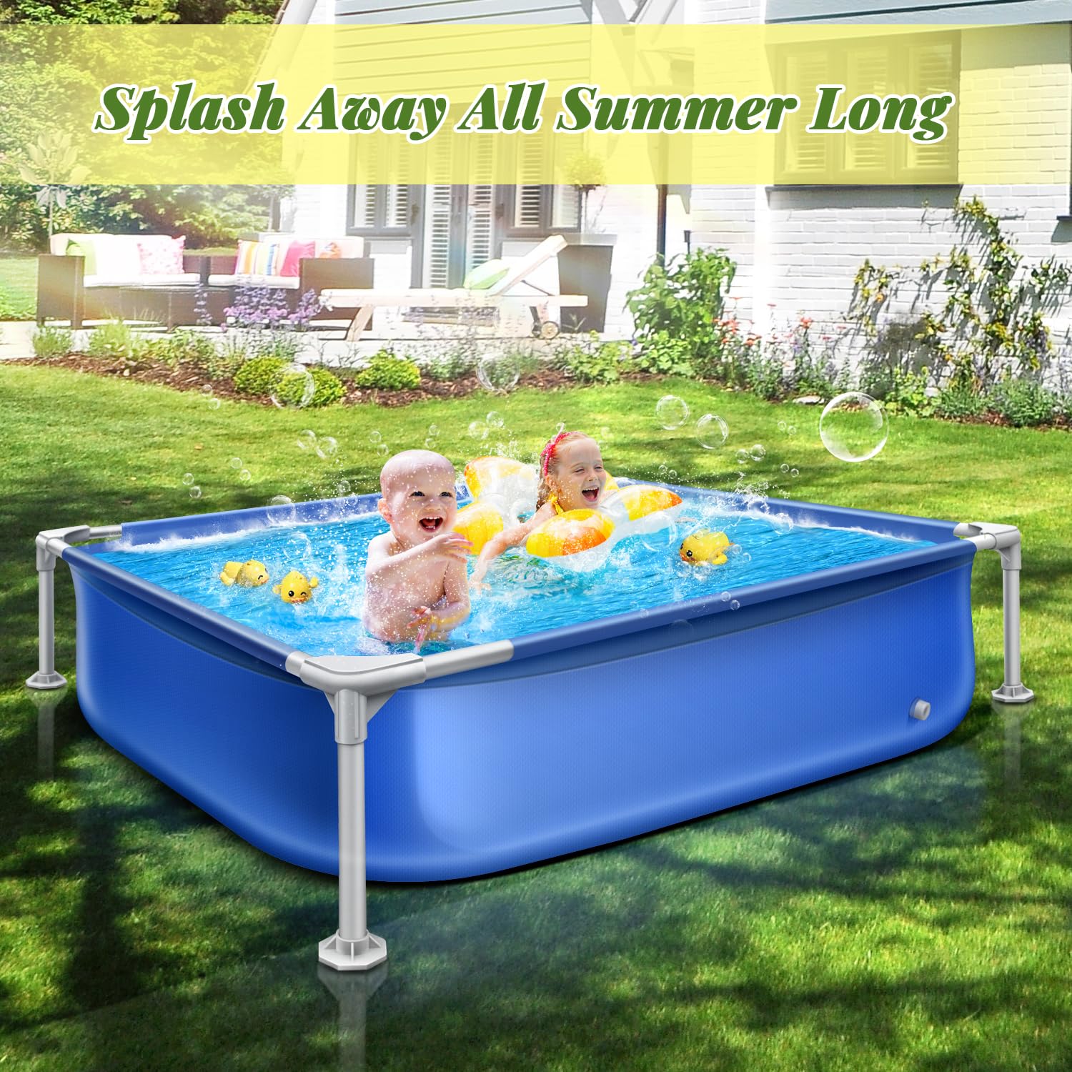 Snapklik.com : Framed Swimming Pool 4 X 4 X 12" Kiddie Pool Above ...