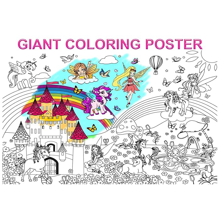 Buy ALEX Art, Giant Coloring Poster - Unicorn and Fairy Wall Huge ...