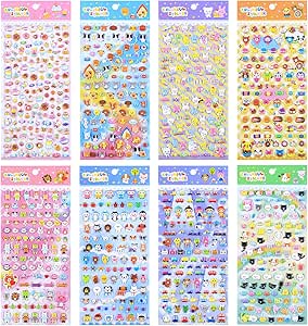 Amazon.com: SHANGRLA 870 PCS Cute Mini Puffy Stickers for Kids Girls 3D ...