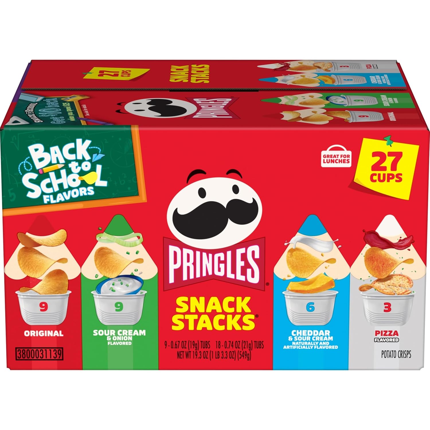 Amazon.com: Pringles Potato Crisps Chips, Lunch Snacks, Back to School ...