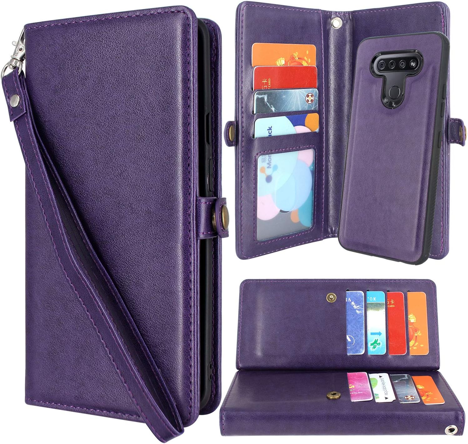 Amazon.com: Harryshell Detachable Magnetic 12 Card Slots Wallet Case PU ...