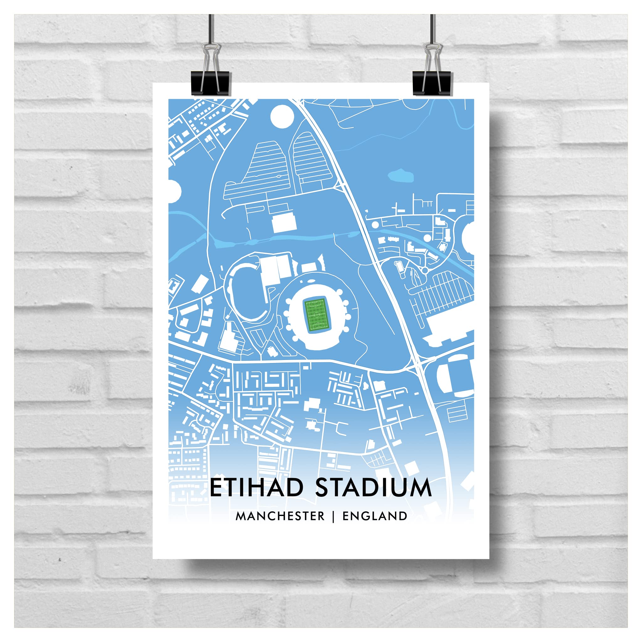 Home Ground Maps Manchester Cityetihad Stadium Wall Art Graphic Design ...