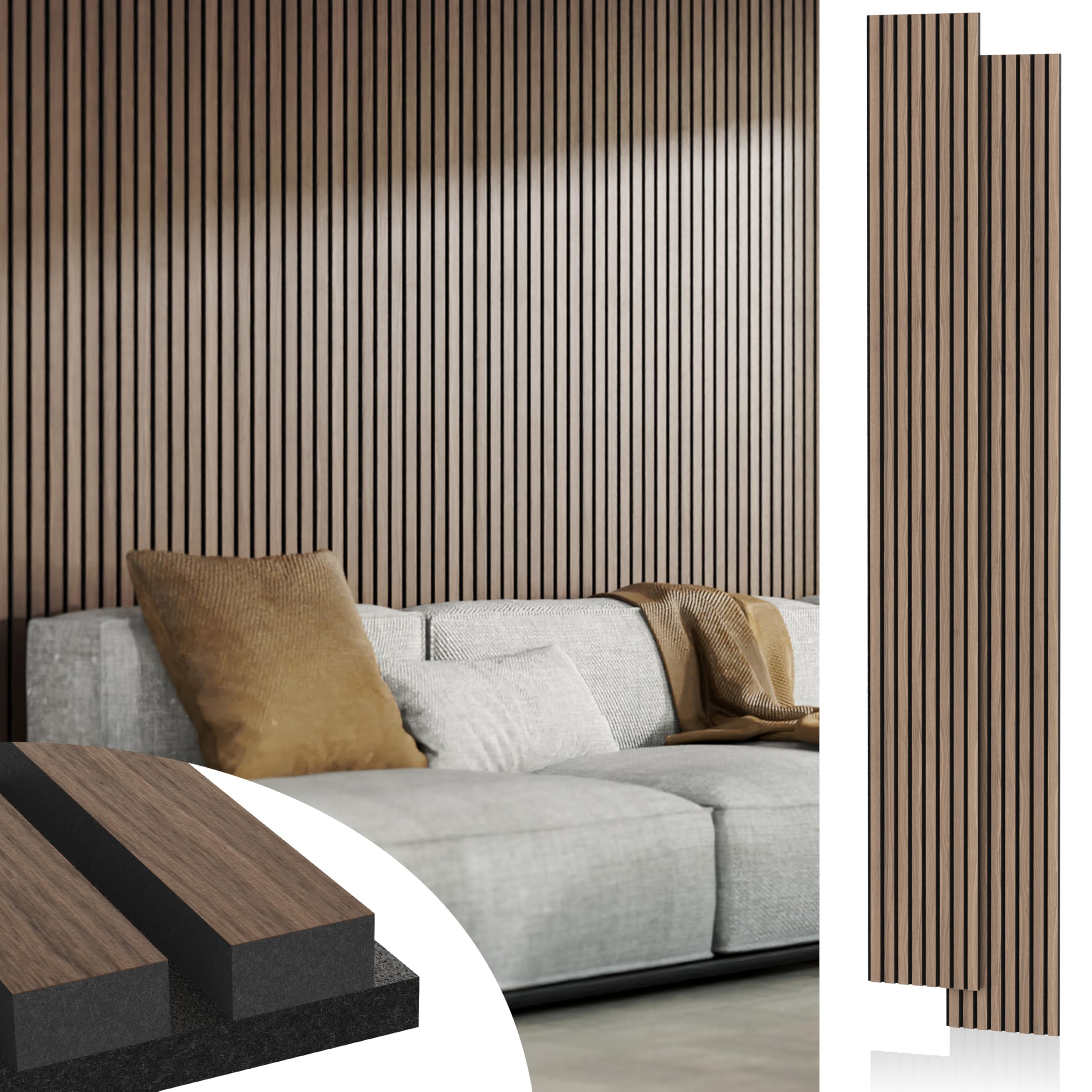 Amazon.com: Acoustic Wood Wall Panels, 2-PC 94.49 x 12.6 in Soundproof ...