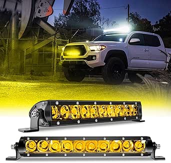 Amazon.com: Chelhead 11 Inch Led Light Bar Yellow Slim Off Road Driving ...