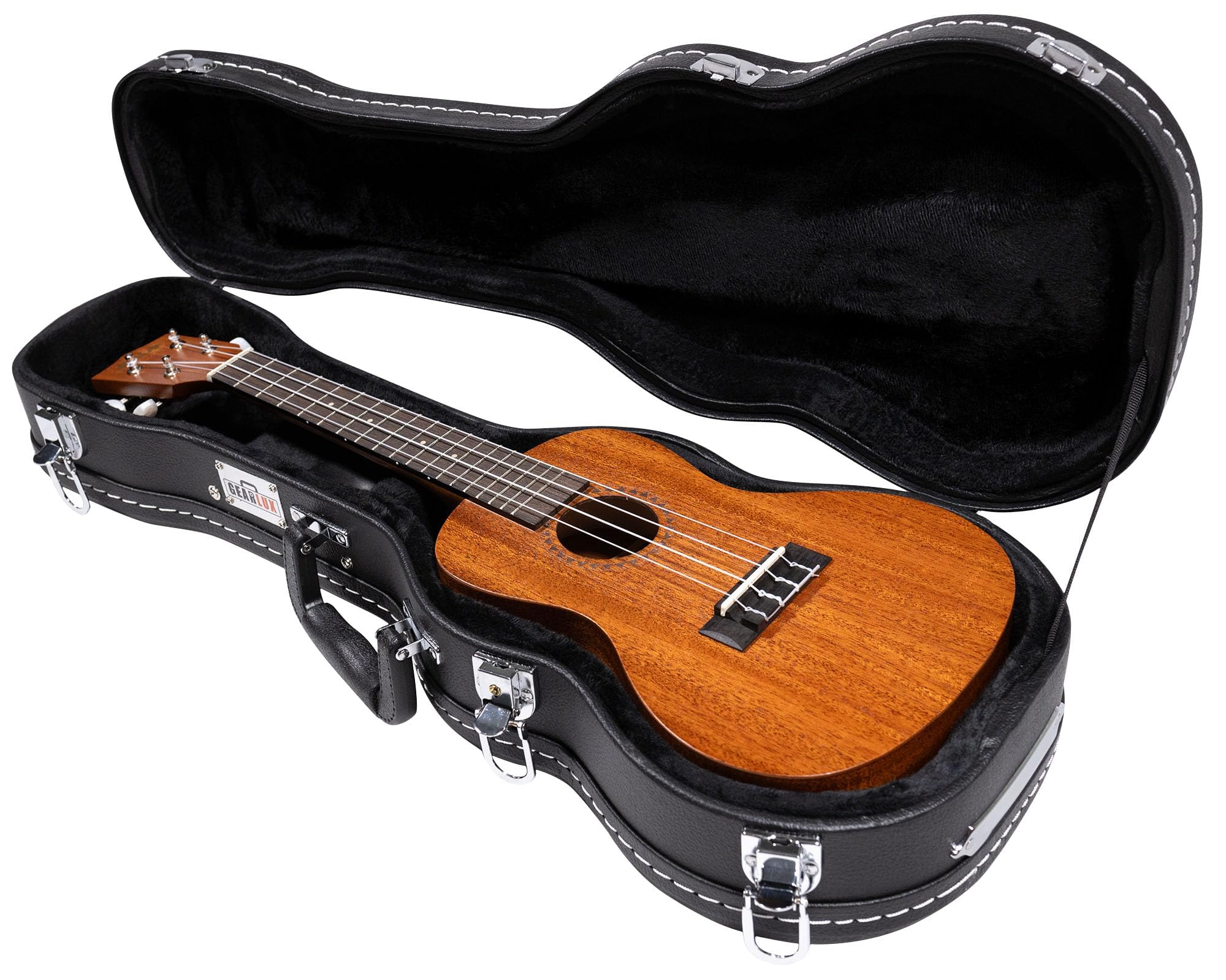 Amazon.com: Gearlux Wooden Concert Ukulele Case with 3 Locks and Soft ...