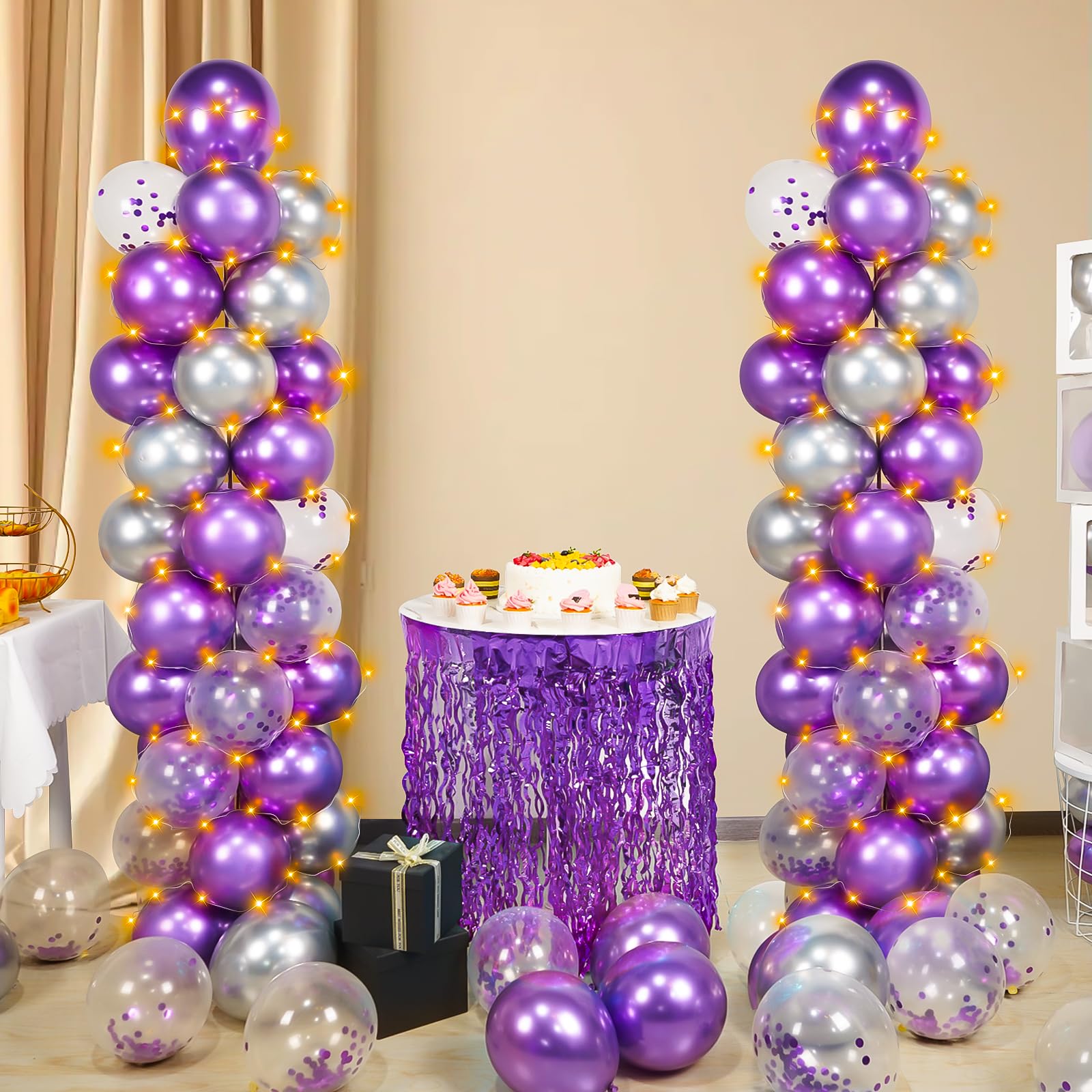 Amazon.com: Balloon Column Stand Kit with Balloons & String Light, 2 ...