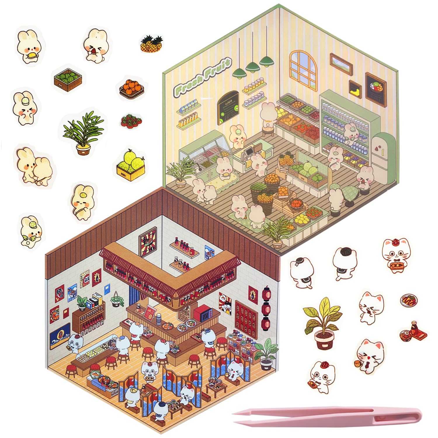 Amazon.com: 2 Sets DIY 3D House Stickers, Fun DIY 3D Sticker Scene Make ...