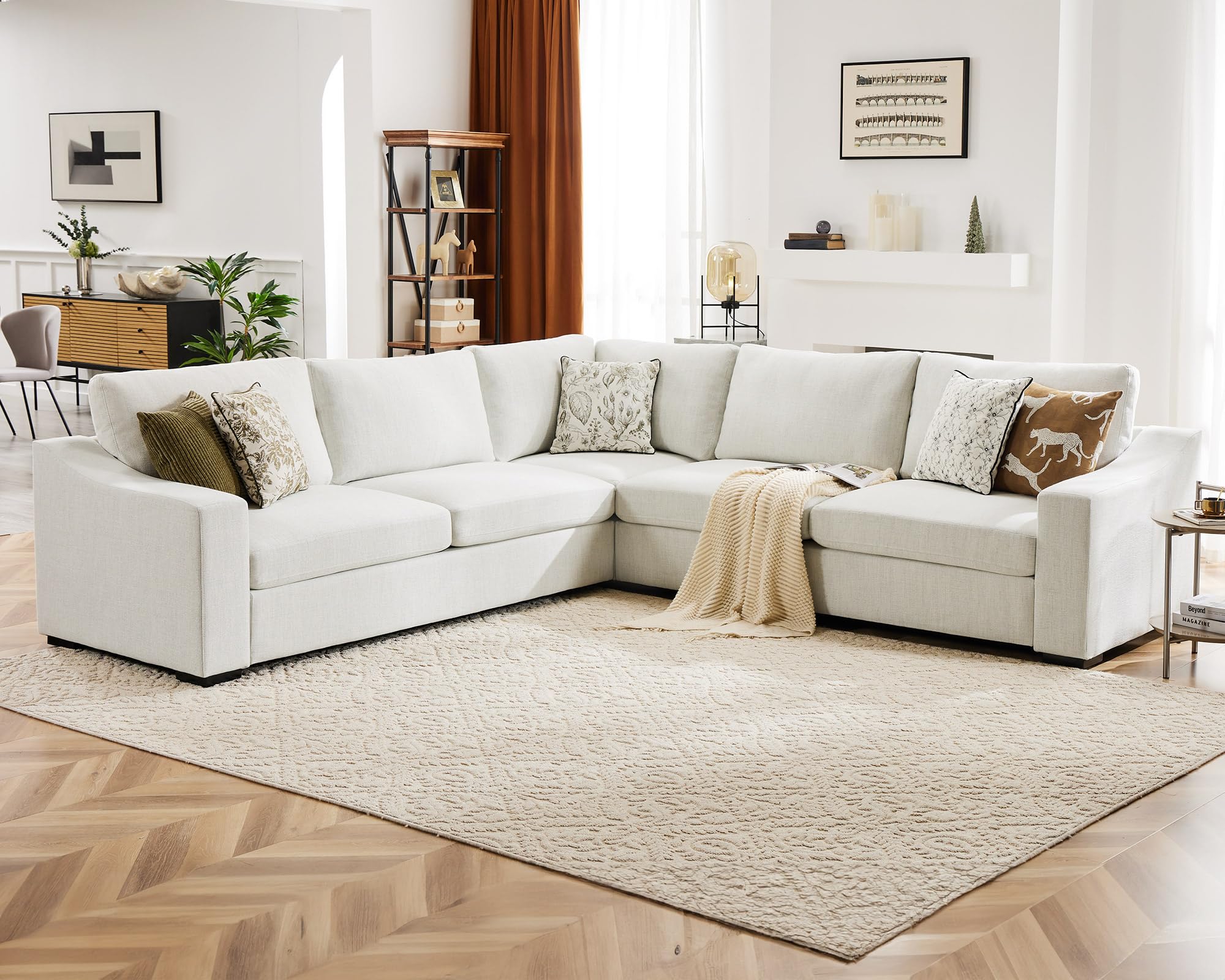 Amazon.com: ABCASA 112" L Shaped Sectional Sofa with Detachable Sofa ...