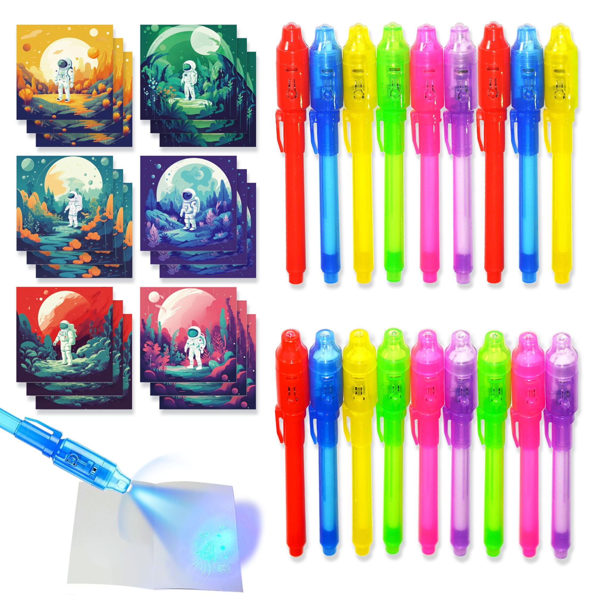 EODVICS Invisible Ink Pens with UV Light for Kids, Spy Pen Party Favors ...