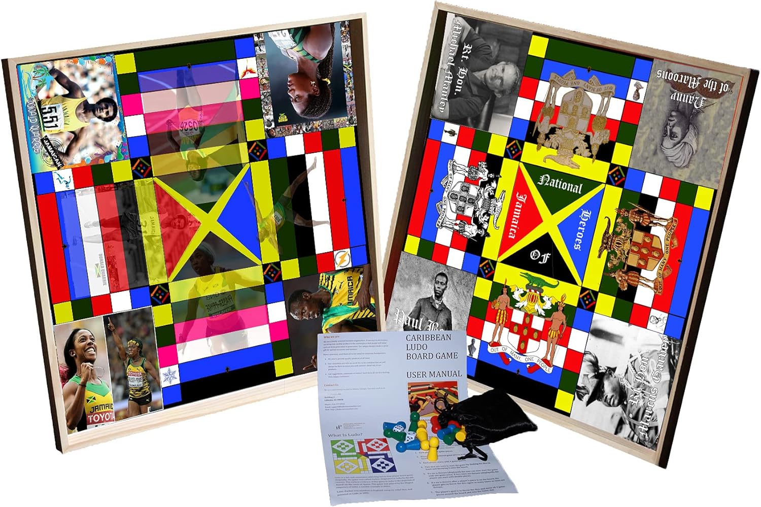 Amazon.com: Jamaican Ludo Heroes + Athletes (2X Boards) | 24in x 24in ...