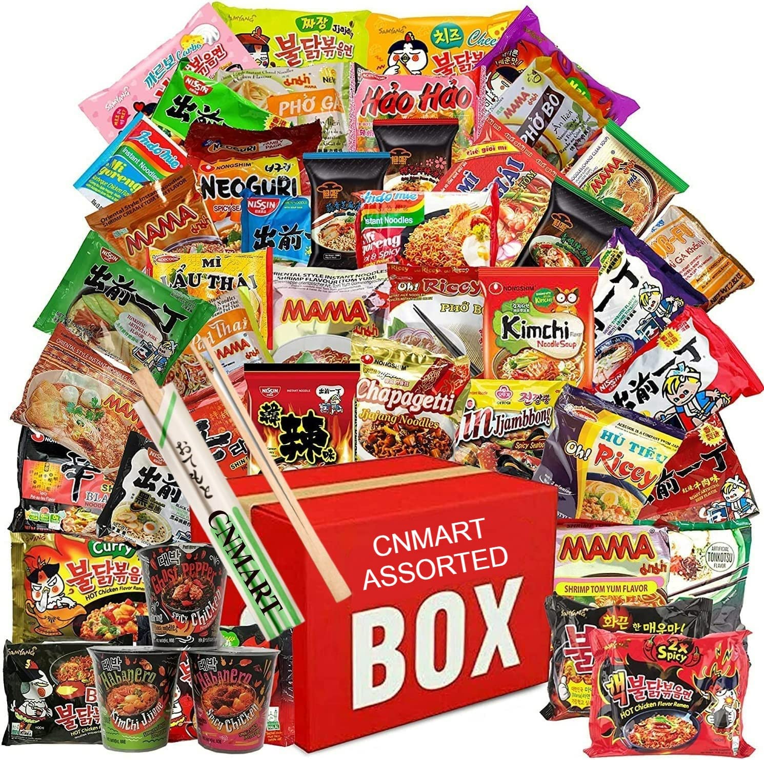 Buy CNMART World Instant Noodles Ramen Variety Bundle & Chopsticks ...