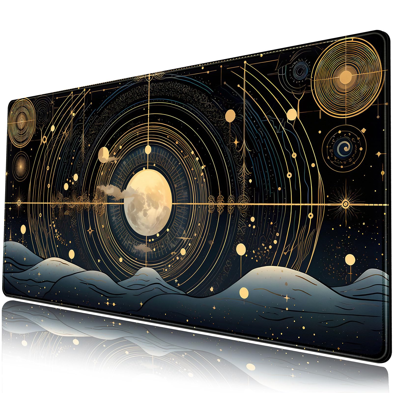 Amazon.com : Celestial Constellations Desk Mat Black Gold Desk Pad Moon ...