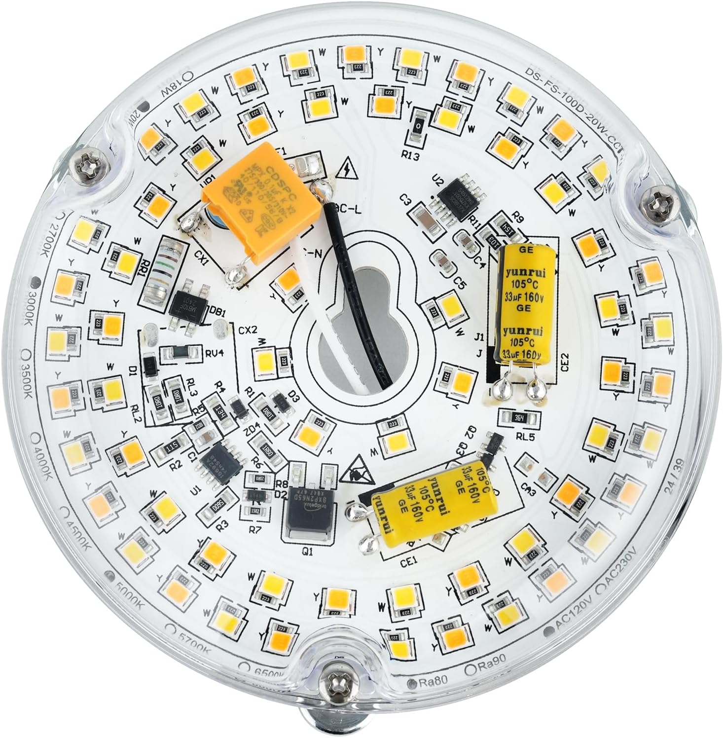 HAOLEDI 4" 20W LED Ceiling Fan Light Retrofit Kit, Ceiling Light ...