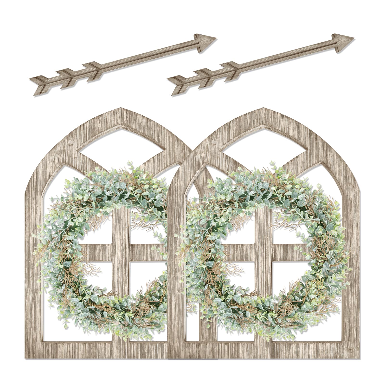 Rustic Wall Decor with Eucalyptus Wreath and Arrows Decor,Farmhouse ...