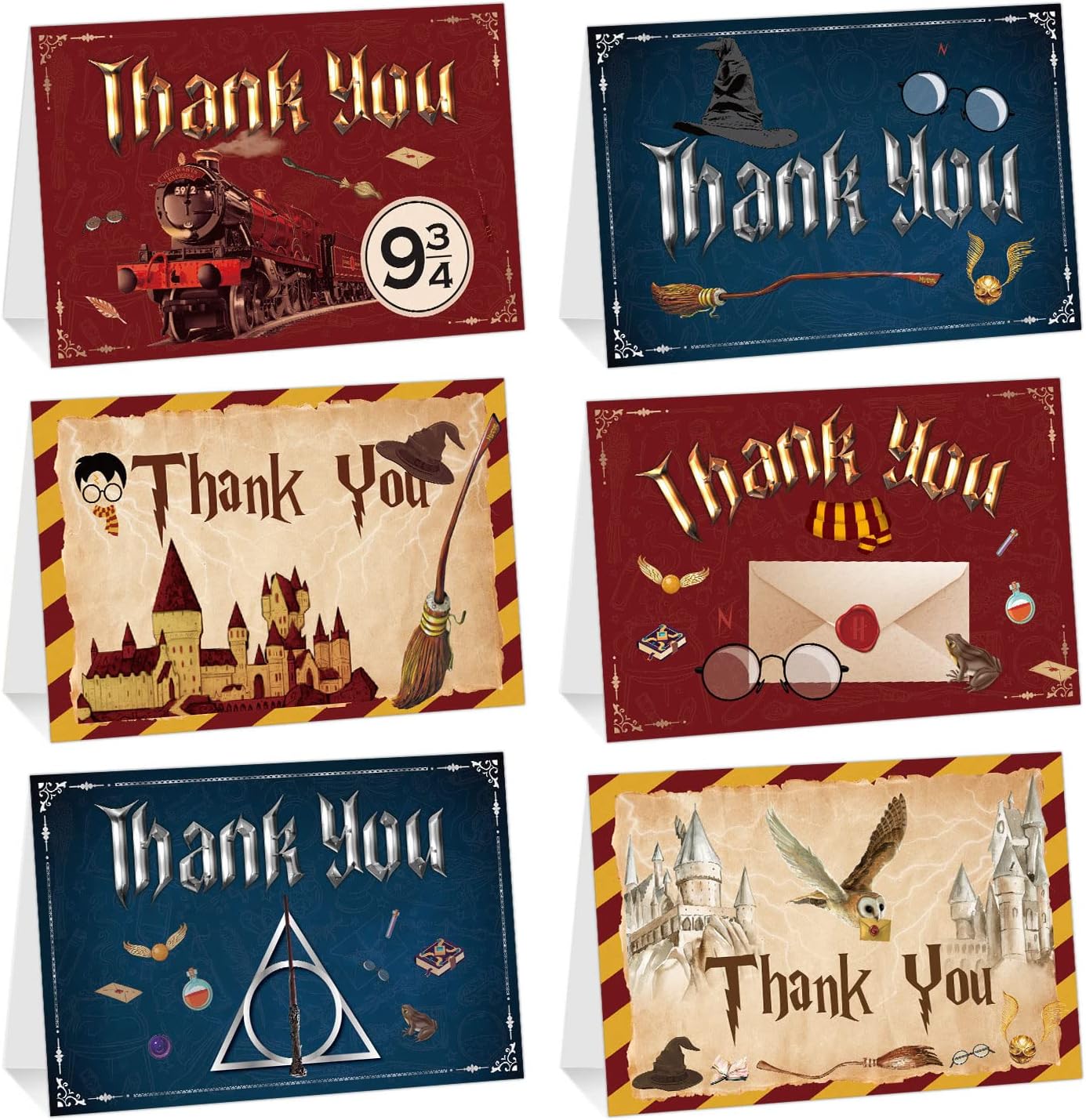 QUTANA 24Pcs Magic Wizard Thank You Cards, Wizard Birthday Party ...