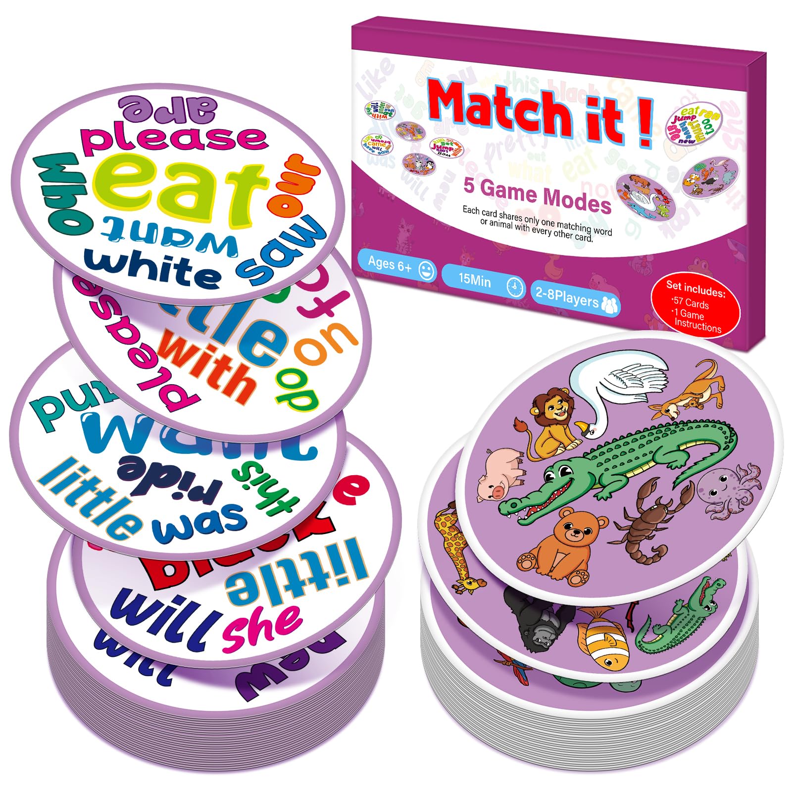 Amazon.com: Edulok Memory Card Game, Kids Sight Word Piles Card Games ...