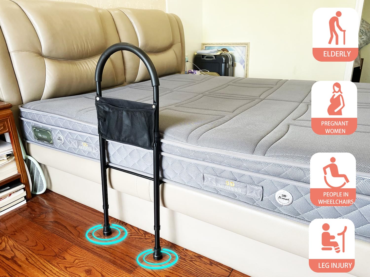 Thaijoy Bed Rail with Support Legs - Bed Rails for Elderly Adults ...