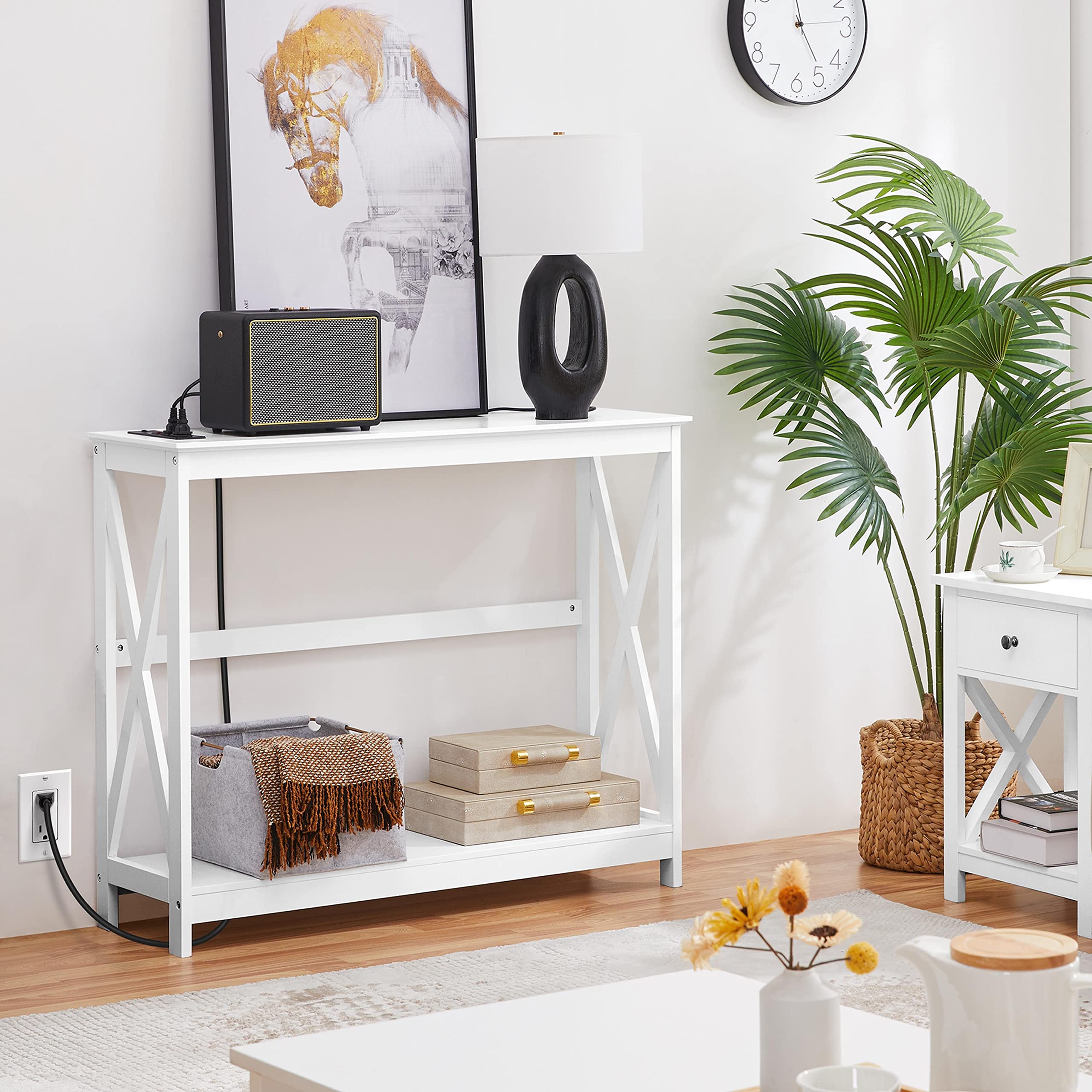Yaheetech Console Table with Power Outlets, 40 Inches Entryway Table ...