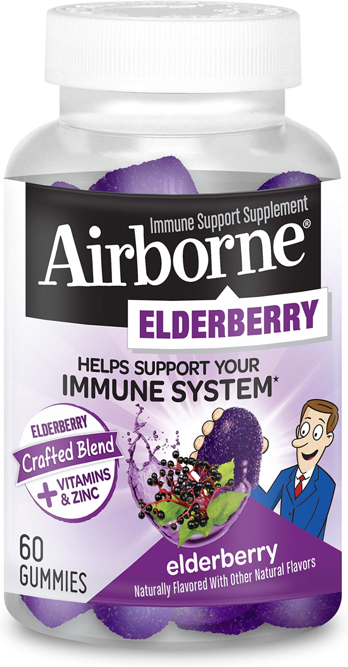 Amazon.com: Airborne Elderberry + Zinc & Vitamin C Gummies for Adults ...