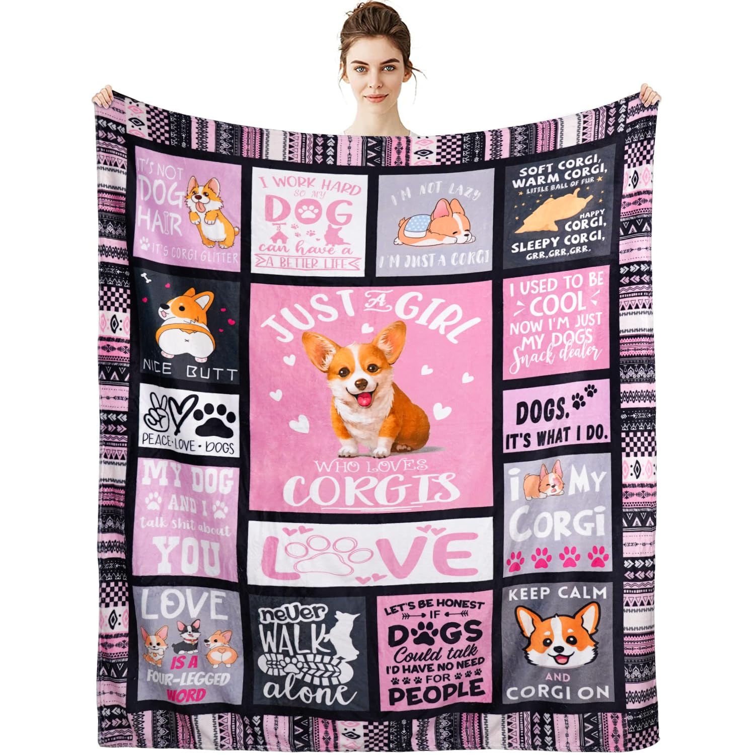 Amazon.com: Metawu Corgi Gift for Women Kids Corgi Blanket Corgi Lovers ...