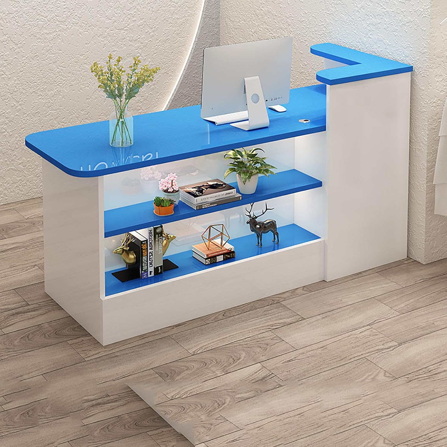 SUZEPER with LED Lights Reception Counter Desk,Modern Reception Desk ...