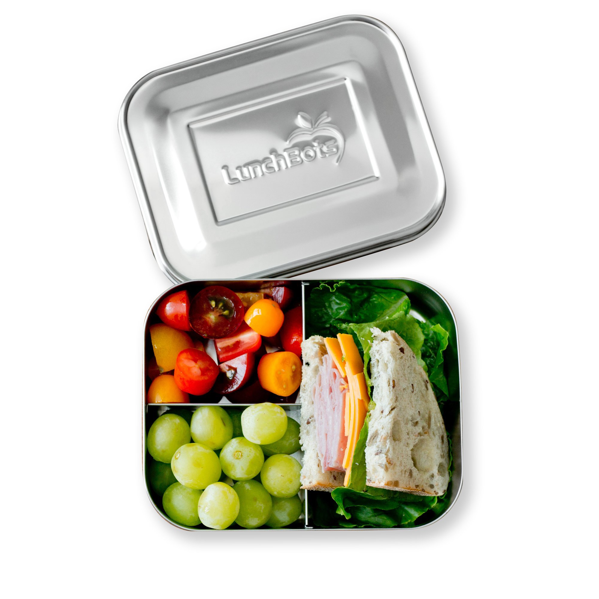 LunchBots Medium Trio II Snack Container - Divided Stainless Steel Food ...