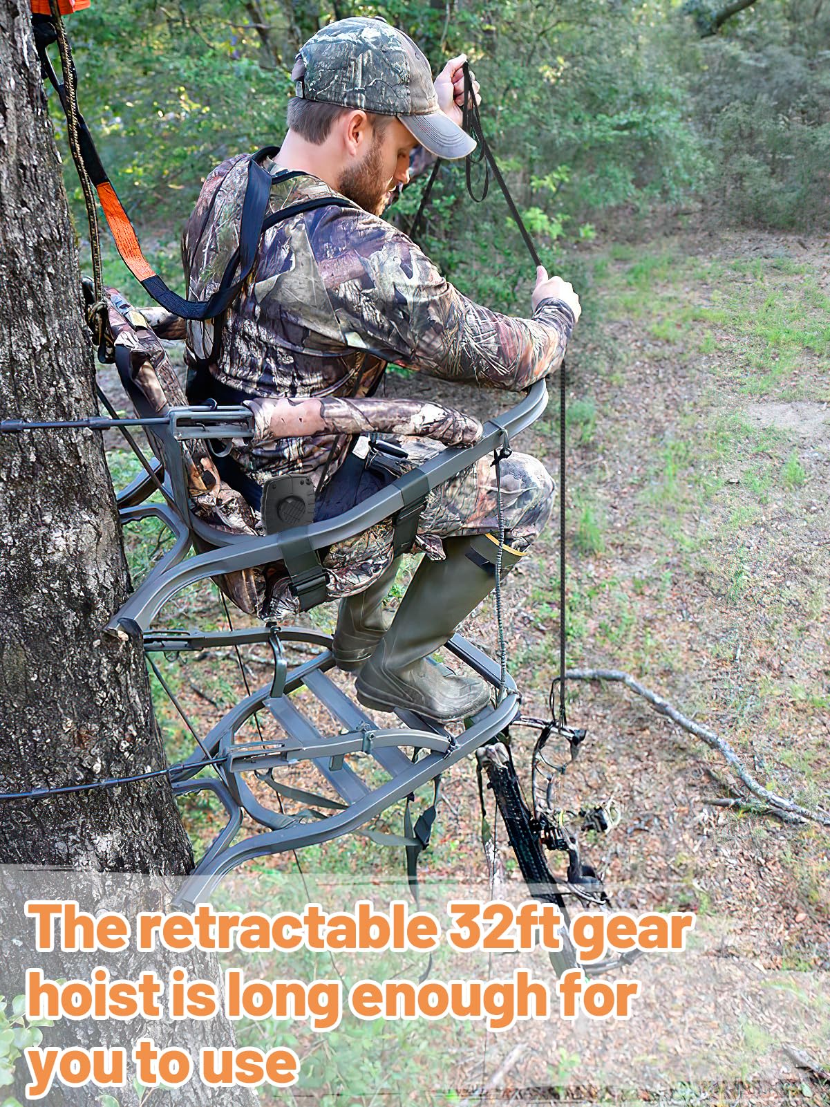 Bow Hoist For Hunting MADHOLLY Treestand Gear Hoist 32FT - Retractable ...