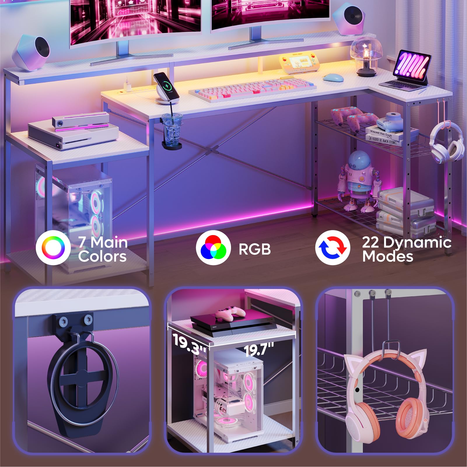 Snapklik.com : Bestier White Gaming Desk