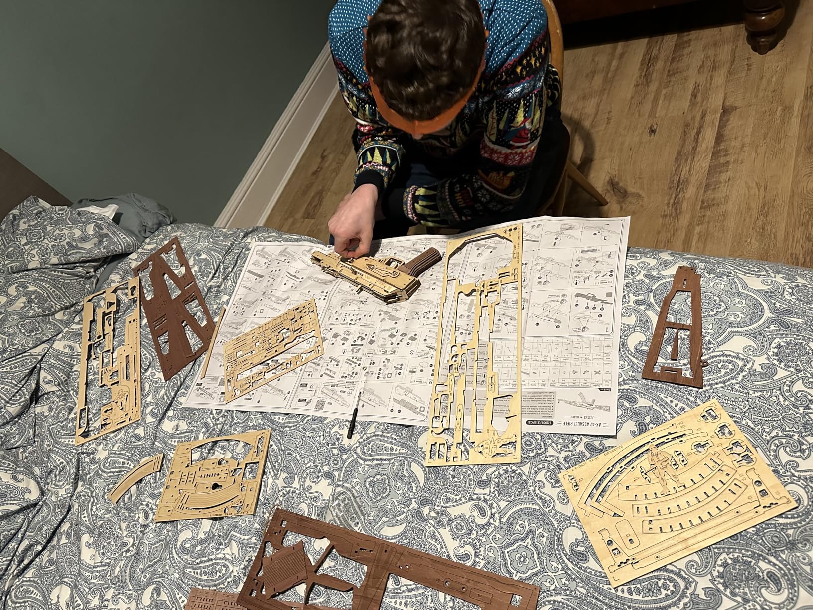 ROWOOD 3D Wooden Puzzle, Thompson Submachine Toy with Rubber Band ...