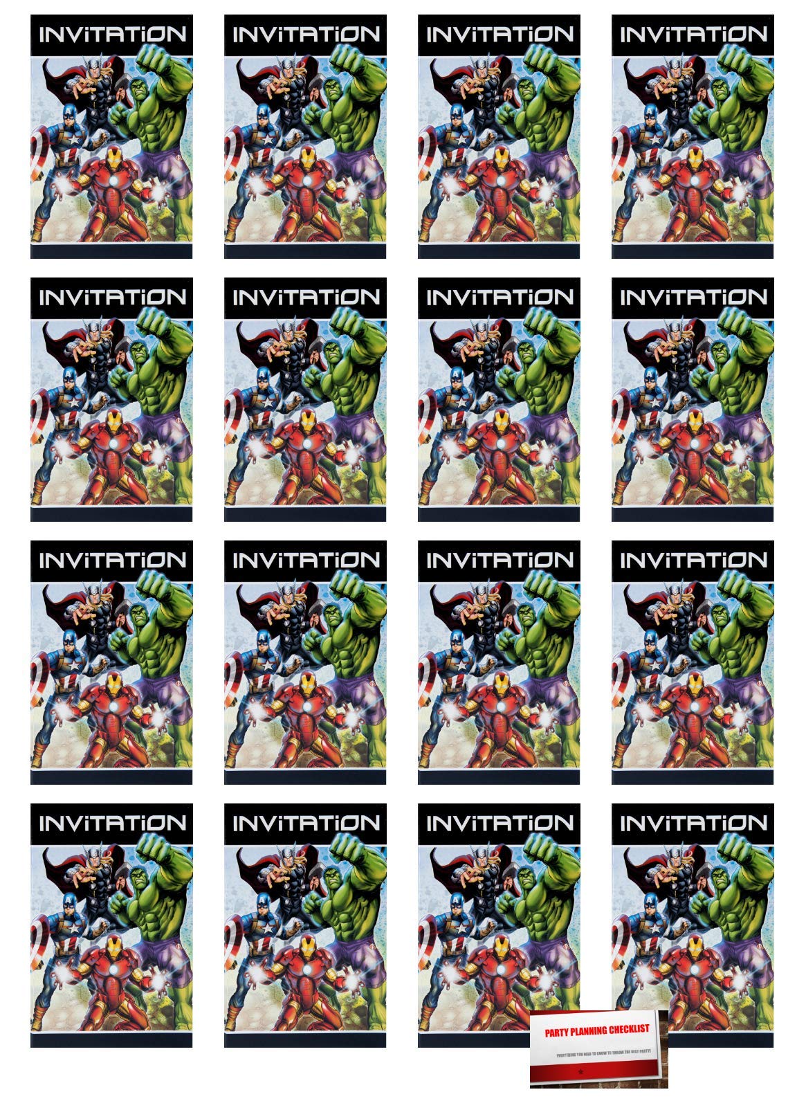 Buy (16 Pack) Avengers Invitations Hulk Thor Captain America Ironman ...