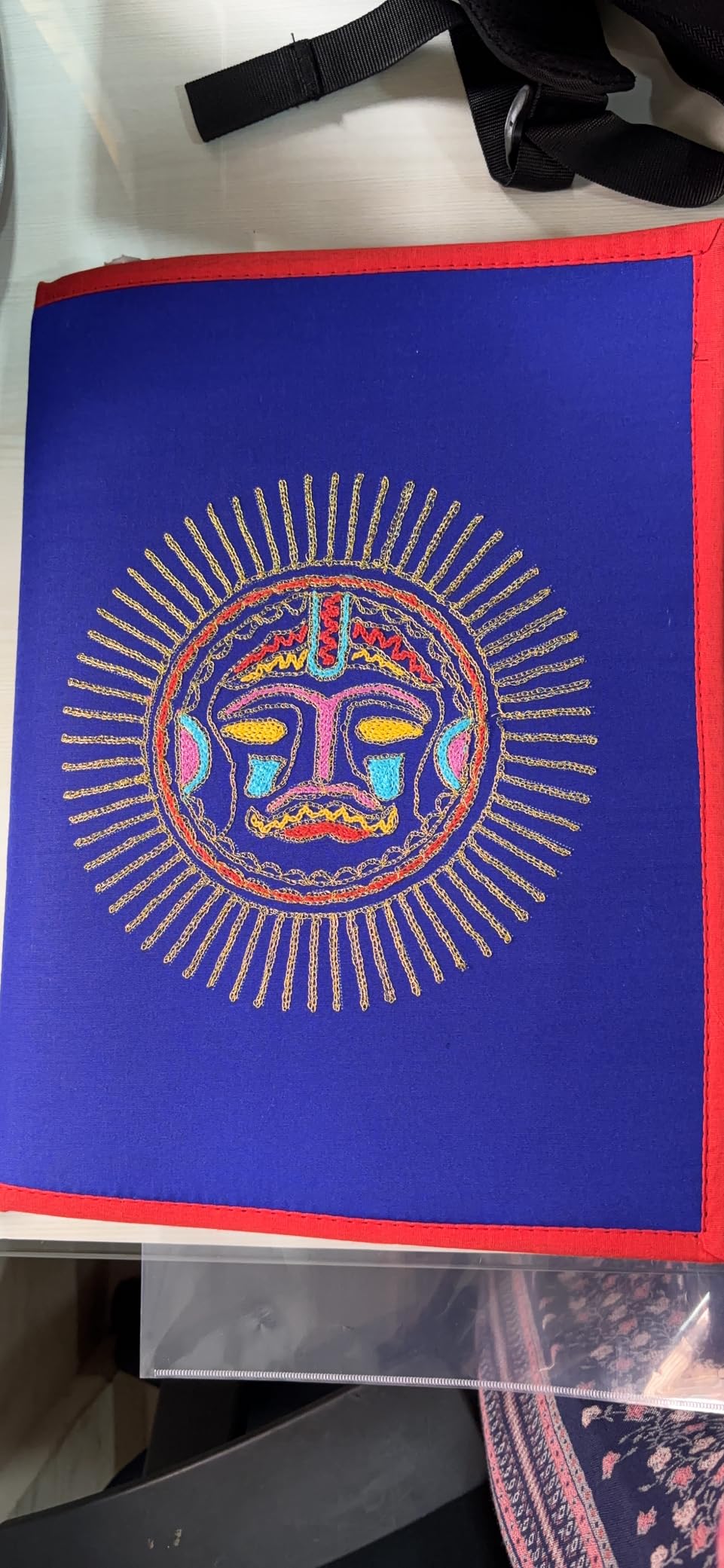 ArtTrails Handcrafted and Embroidered File Folder-Sun design-sky-blue-1 ...