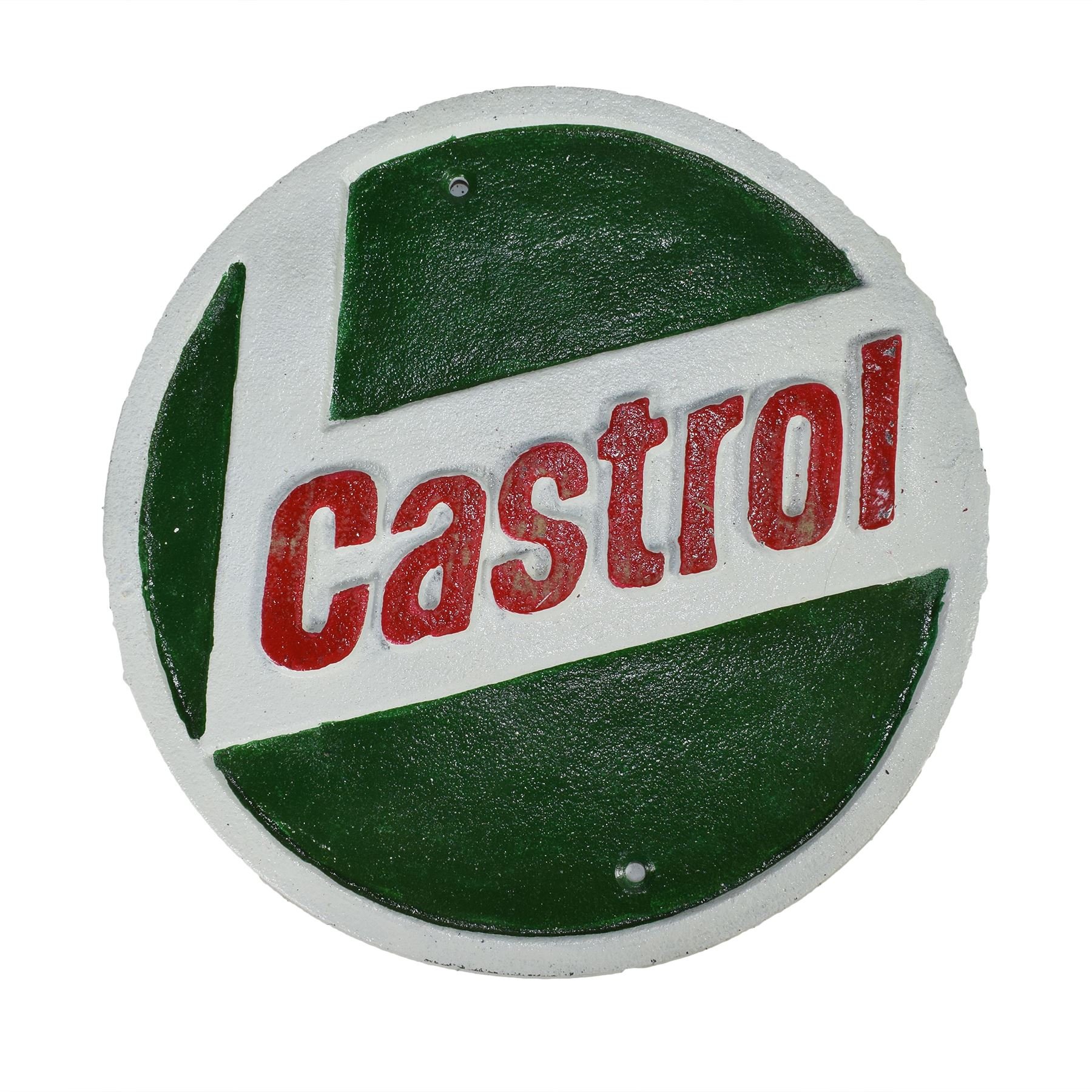 Castrol Round Cast Iron Sign Plaque Wall Garage Workshop Shop Oil Motor ...