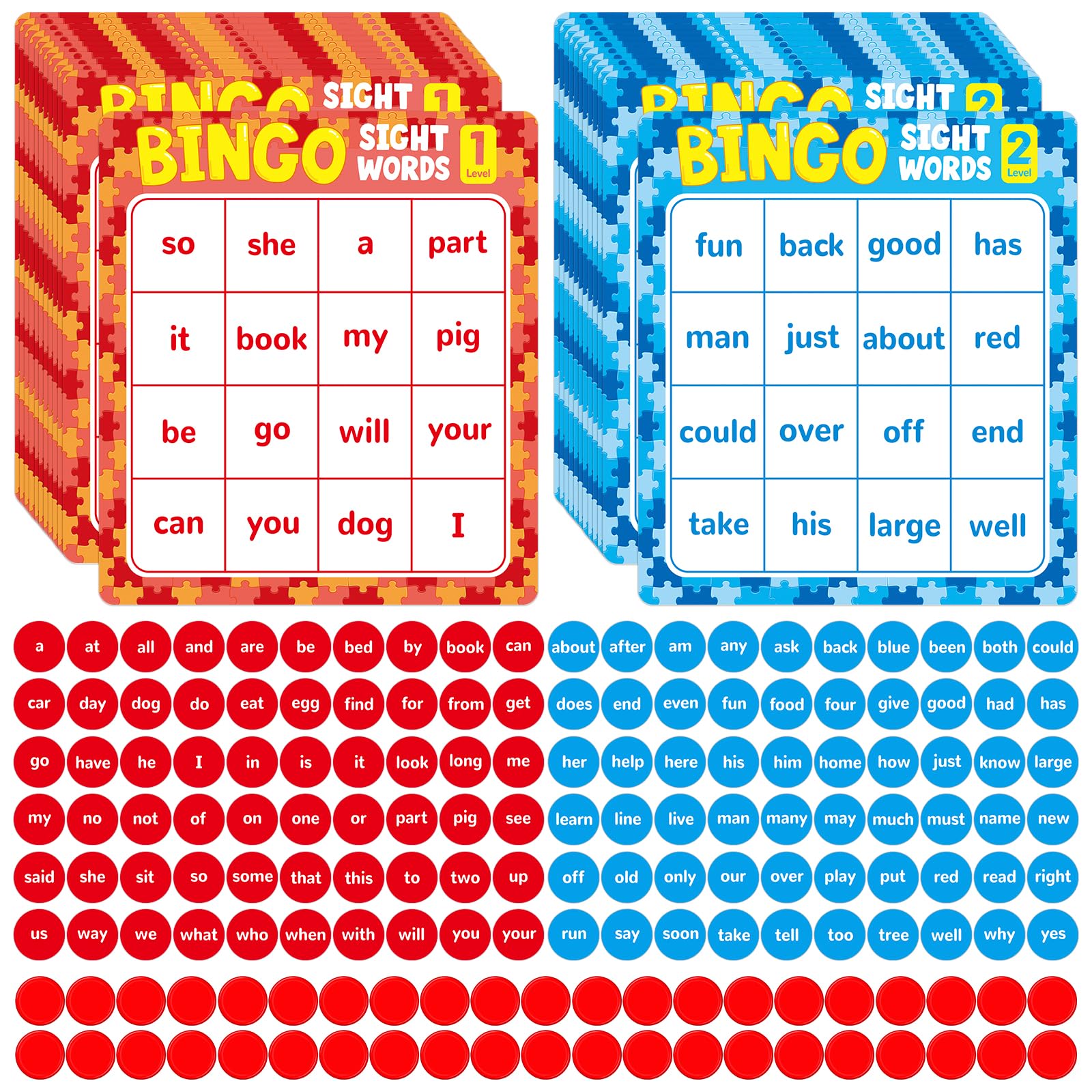 Buy OUNENO Word Bingo Game Cards, 120 Words Level 1and 2 Learn to Read ...