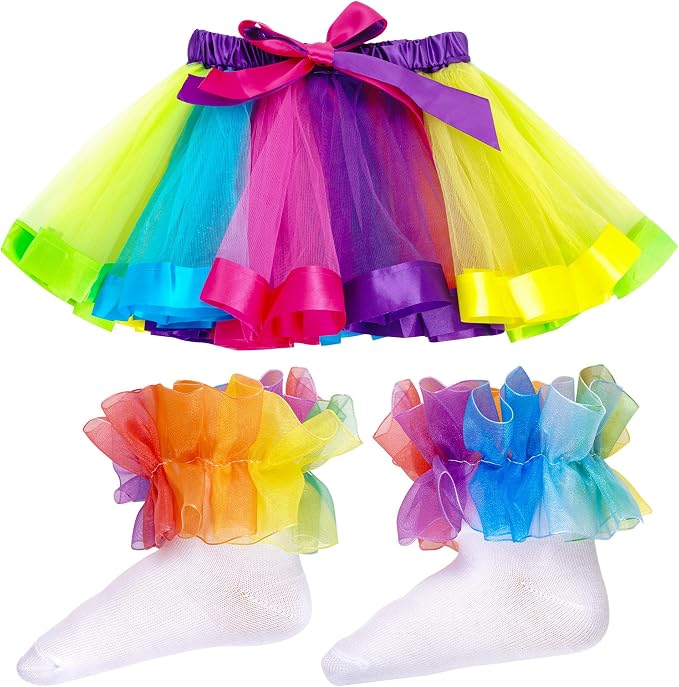 Amazon.com: choyaxo Layered Ballet Tulle Rainbow Tutu Skirt with ...