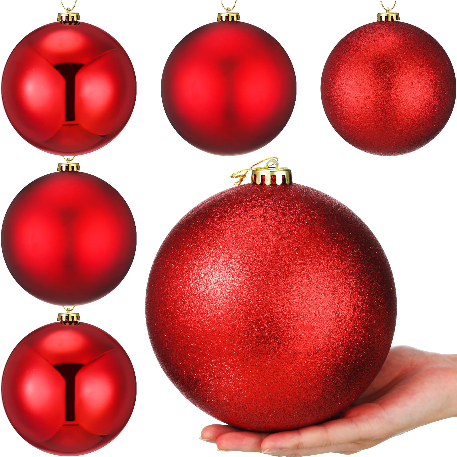 Amazon.com: Wettarn 6 Pieces Large 6" Christmas Balls Christmas Tree ...