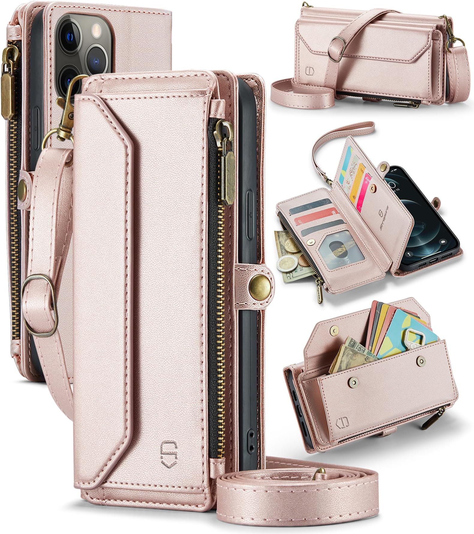 Amazon.com: Strapurs Crossbody for iPhone 12 Pro Max Case Wallet【RFID ...