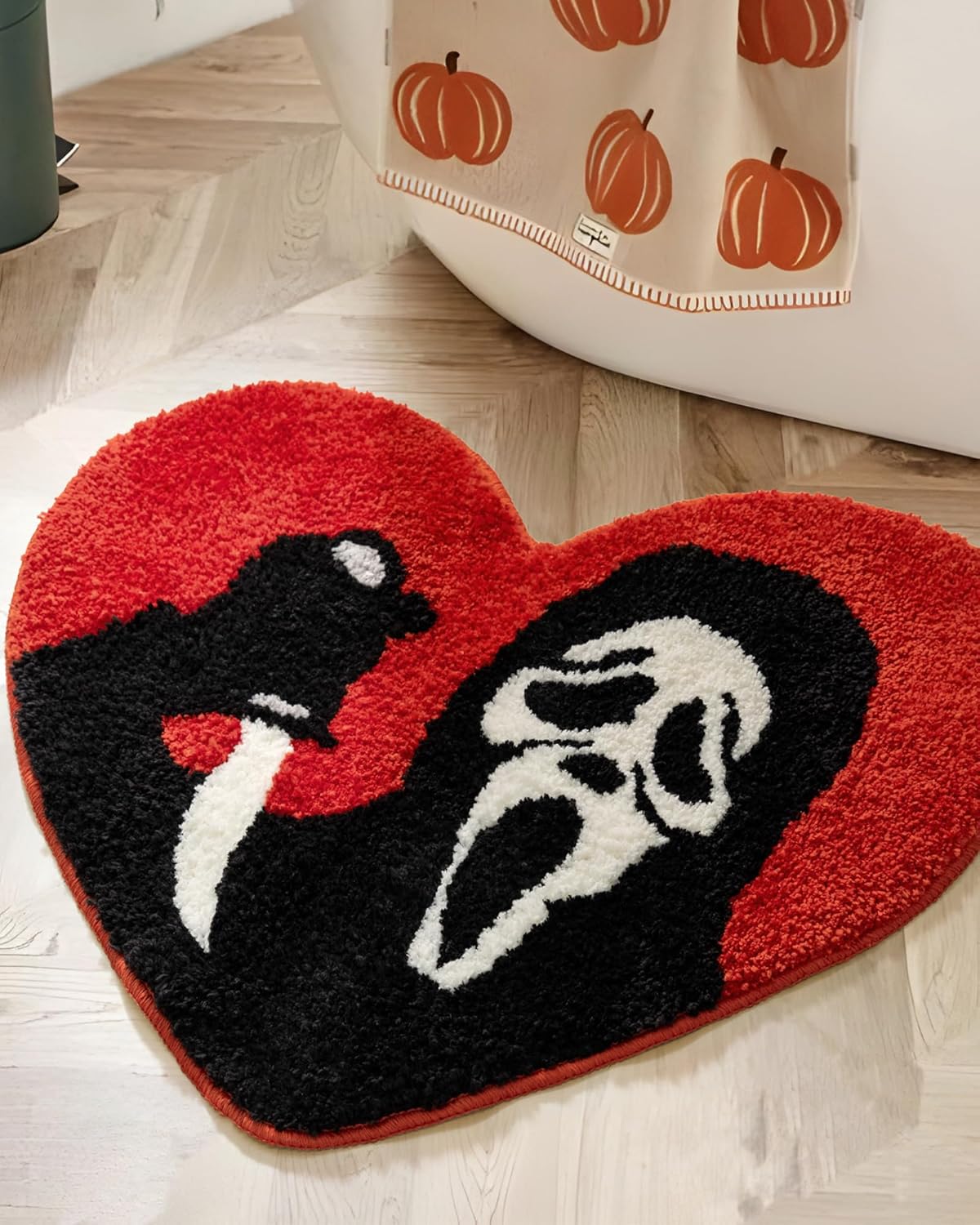 Amazon.com: TANVILL Halloween Bathroom Rugs Black Red Orange Bath Mat ...