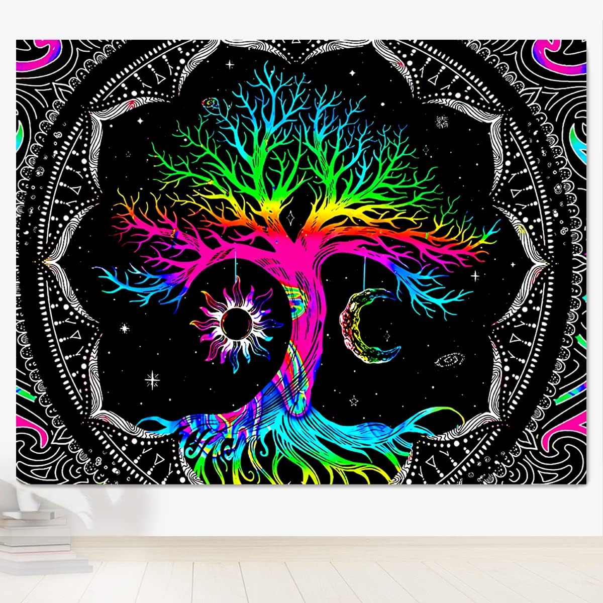 HASTHIP Tree Of Life Tapestry, Colorful Tapestry, Psychedelic Sun And ...