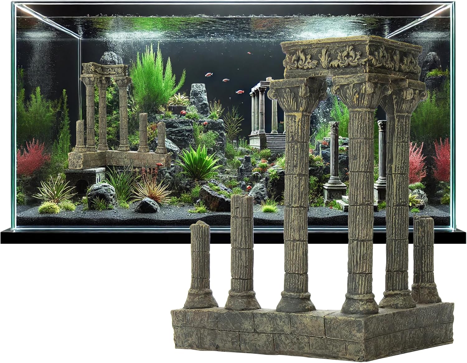 Amazon.com : Corner Column Fish Tank Decorations Hideout, Aquascape ...